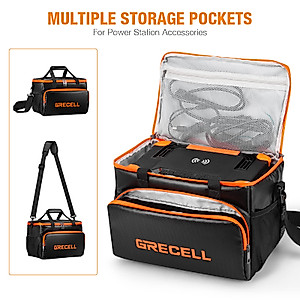 Fire-proof Carrying Case Bag Compatible with Jackery Explorer240/300/160/500/Anker521 Portable Power Station, Waterproof Camping Travel Storage Case Bag Multi-Pockets for Charging Cable and Accessory