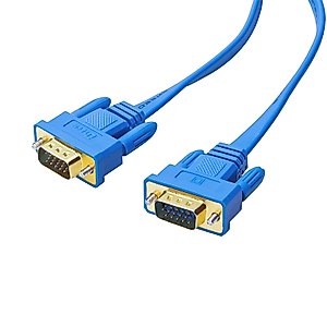 DTech Flat Thin Extra Long VGA Cable 25 ft Male to Male 15 Pin Connector Computer Monitor Cord 1080p HD High Resolution(8 Meter, Blue)