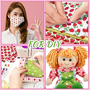 20 Pcs 10''x10'' Strawberry Fabric Strawberry Fabric Squares Quilting Cotton Fabric Bundle for DIY Sewing Fabric Precuts Quilt Squares Multi Color Printed Patchwork Supplies for Quilting Patchwork