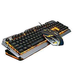 USB Wired Gaming Keyboard with Multimedia Function Keys Backlit Ergonomic Gaming Keyboard Mouse Set for Laptop PC