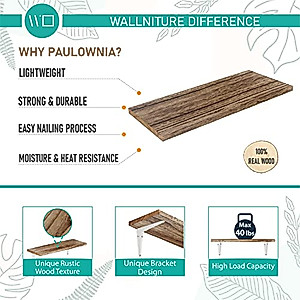 Wallniture Arras Floating Shelves for Wall Storage, 17"x6" Living Room Wall Decor, Bookshelf for Bedroom, Kitchen Organization and Storage Shelves, Burnt Finish White Brackets Set of 4