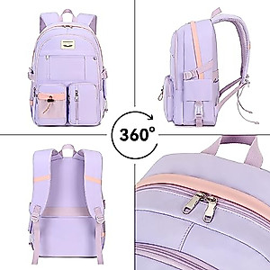 VIRTUREVI Girls Backpack for School Backapck for Teen Girls Waterproof School Bag BookBag for Girls Purple