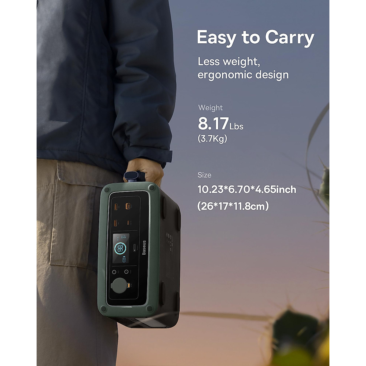 Baseus Portable Power Station ioTa 420W, 288Wh Solar Generator with 90000mAh LiFePO4 Backup Battery, 140W PD3.1 Fast Charging, 2 AC Outlets, LED Light for Outdoor Camping, RVs, CPAP, Home Emergency