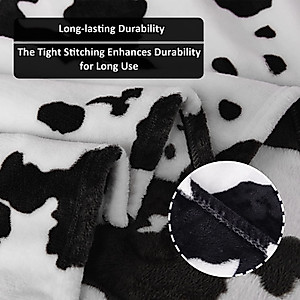 Fleece Cow Print Blanket Black and White Bed Cow Throws Soft Couch Sofa Cozy Warm Small Blankets Plush Gift for Daughter Mom, Bedroom Decor 60x80 inch