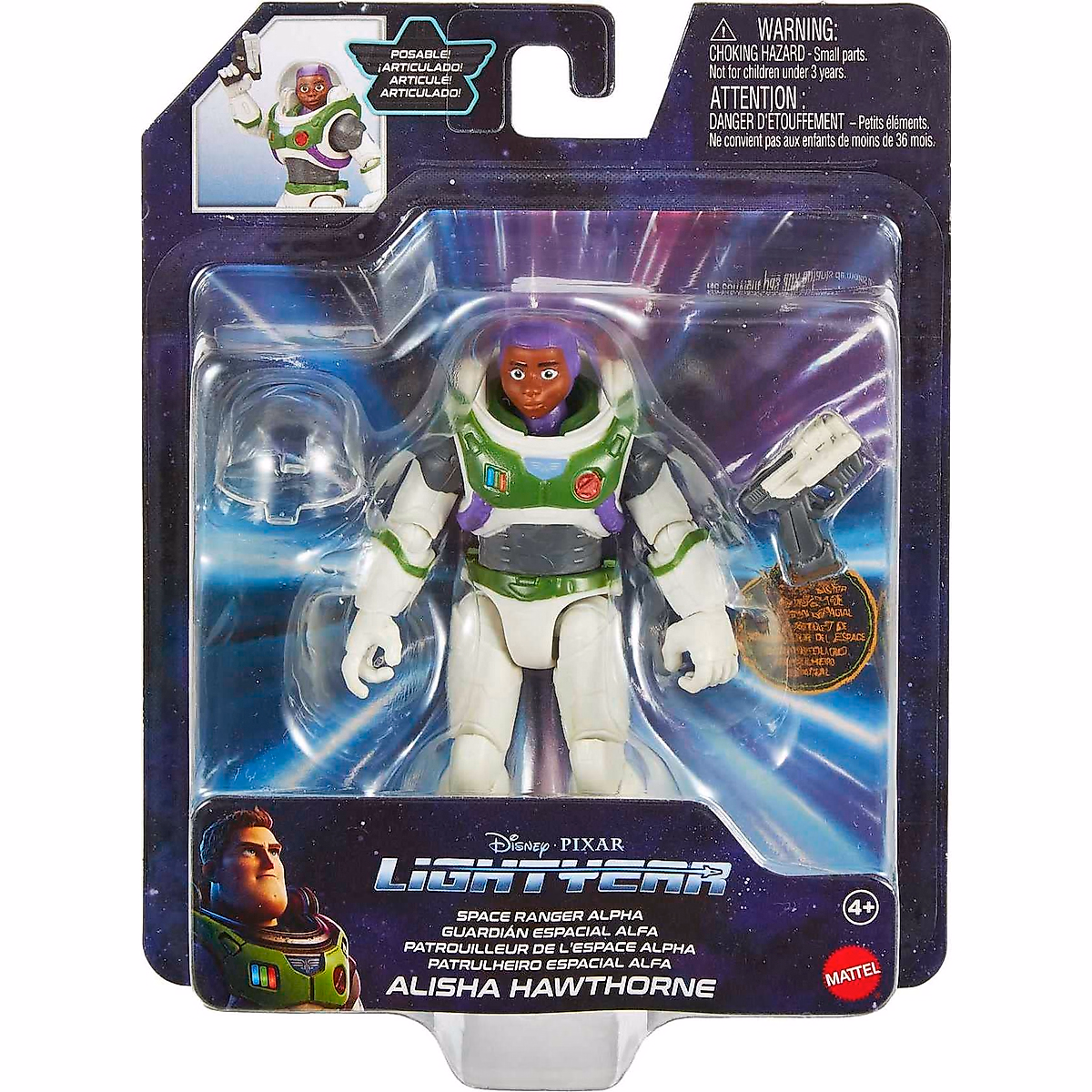 Mattel Disney and Pixar Lightyear Action Figure & Accessory, Space Ranger Alpha Alisha Hawthorne Set with Helmet, 5-inch Scale & 12 Posable Joints