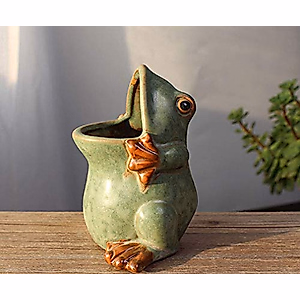 MONMOB Ceramic Frog Shaped Plant Pot/Bonsai Pot/Flower Pot/Succulent Planter Multipurpose Pot