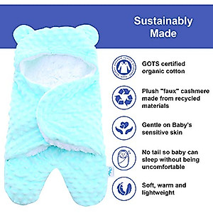 SWEET DOLPHIN Swaddle Blankets Wrap - Soft Thick Fleece Sherpa Minky Baby Sleeping Wraps - Fuzzy Warm Cozy Soft Unisex Receiving Blankets for Boys, Girls, Toddler - Newborn Accessory (Aquamarine)