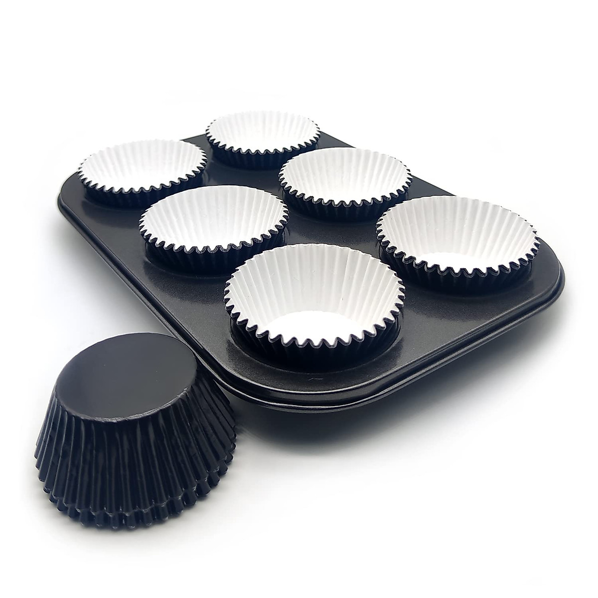 Bakehope Black Cupcake Liners 160-count, Standard Wrappers Muffin Baking Cups for Bakery & Home Use