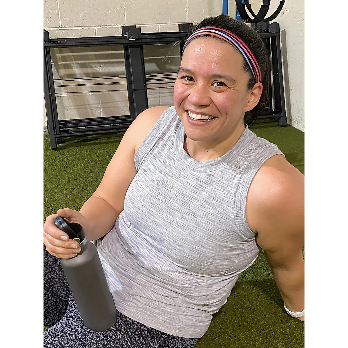 Sweaty Bands Womens Girls Headband - Non-Slip Velvet-Lined Fitness Hairband - Plot Twist Black Pink