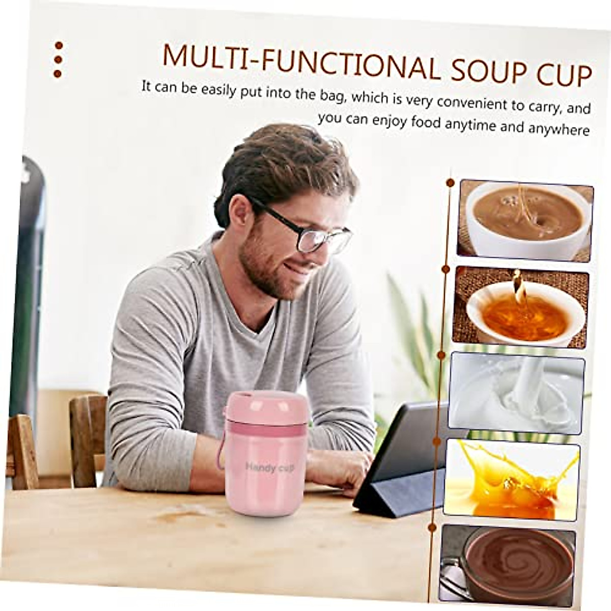 Cabilock 3pcs Mini Breakfast Cup Vacuum Insulated Bucket Containers with Lids Snackle Insulated Container Hot Food Stainless Water Bottles Thermal Soup Bucket Travel Drinks Thermal Jug Pp