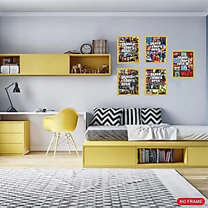 PurpleheARTs | GTA Poster Prints - Set of 5 UNFRAMED (8 inches x 10 inches) GTA Game Poster Prints - Grand Theft Auto Wall Art Decor,