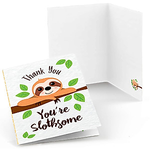 Big Dot of Happiness Let's Hang - Sloth - Baby Shower or Birthday Party Thank You Cards (8 count)