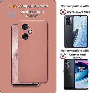 YENAPOON for OnePlus Nord N30 5G Case and 1 Pack Tempered Glass Screen Protector, Slim Liquid Silicone Shockproof Protective Case - Rose Pink