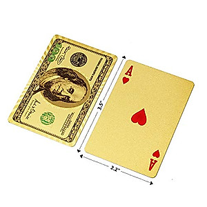 Magic Kiss Waterproof Gold and Silver Foil Poker Playing Cards, Deck of Plastic Playing Cards Gift (Gold 1 Deck)