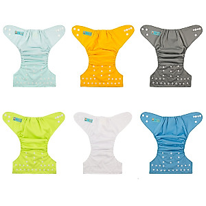 ALVABABY Baby Cloth Diapers One Size Adjustable Washable Reusable for Baby Girls and Boys 6 Pack with 12 Inserts 6BM98