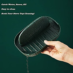 Suugly Utensil Rest Holder for Kitchen Counter Spoon Rest Cooking Ladle Spatula Lid Holder Kitchen and Grill Utensil Organizer for Countertop Stove Top (White)