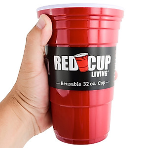 Red Cup Living 32 Oz Reusable Party Cup, Glass & Tumbler |Party Cups Ideal for Kids & Adults | Reusable Drinking Supplies for Birthday Party, Camping, Travel Outdoors |Durable & Unbreakable, BPA Free