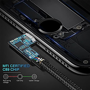 aceyoon [2 Pack MFi Certified Lightning Cable, Right Angle 1.6ft Braided USB to 90 Degree iPhone Charger L Shaped Data Sync Elbow Powerline Cord for i12/12 Pro, i11/11 Pro, XS Max, XR, XS