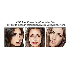 Wonders of the World Concealer Duo by VASANTI - Hide Dark Circles, Scars - Colour Correcting Full Coverage Concealer Duo - Includes a Colour Corrector & Concealer with Mirror/Mini Brush (Y2 - Yellow)