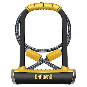 OnGuard Double-Team PITBULL U-Lock and Cable , Black, 4.53 x 9.06 - Inch