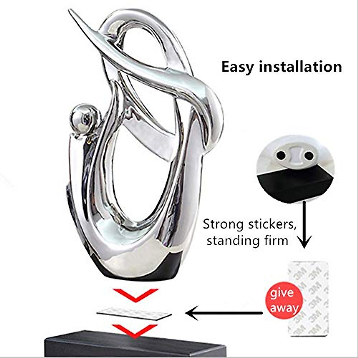 Anding Home Decoration,Silver Ceramic Porcelain Sculpture,Ceramic Creative Decoration, Office Countertop Decoration, Gift