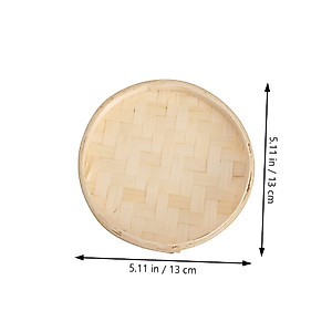 JEWEDECO Desk Topper 3pcs Bamboo Dustpan Wicker Bamboo Sieve Tablescape Decor