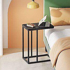 WLIVE Side Table, C Shaped End Table for Couch, Sofa and Bed, Large Desktop C Table for Living Room, Bedroom, Black
