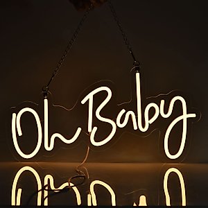 Oh Baby Neon Signs for Wall Decor, LED Neon Lights Sign for Bedroom Room Baby Shower Decorations, Birthday Party(Warm White,17x9inches)