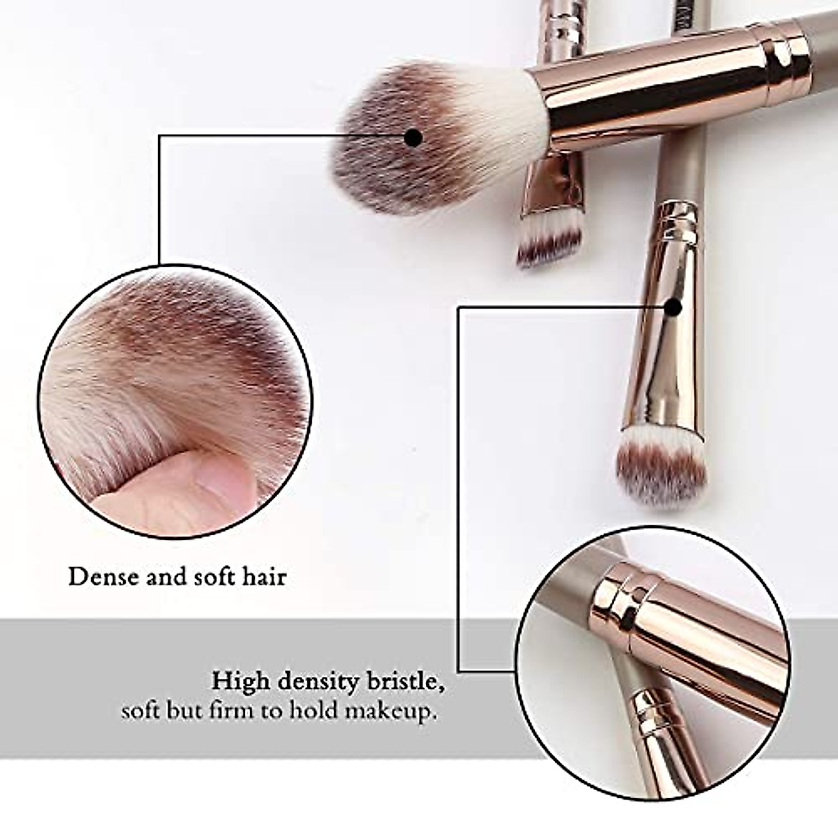 Makeup Brushes, 18 Pcs Professional Premium Synthetic Make Up Brushes, Foundation Powder Concealers Eye Shadows Makeup Brush Set (Champagne Gold)