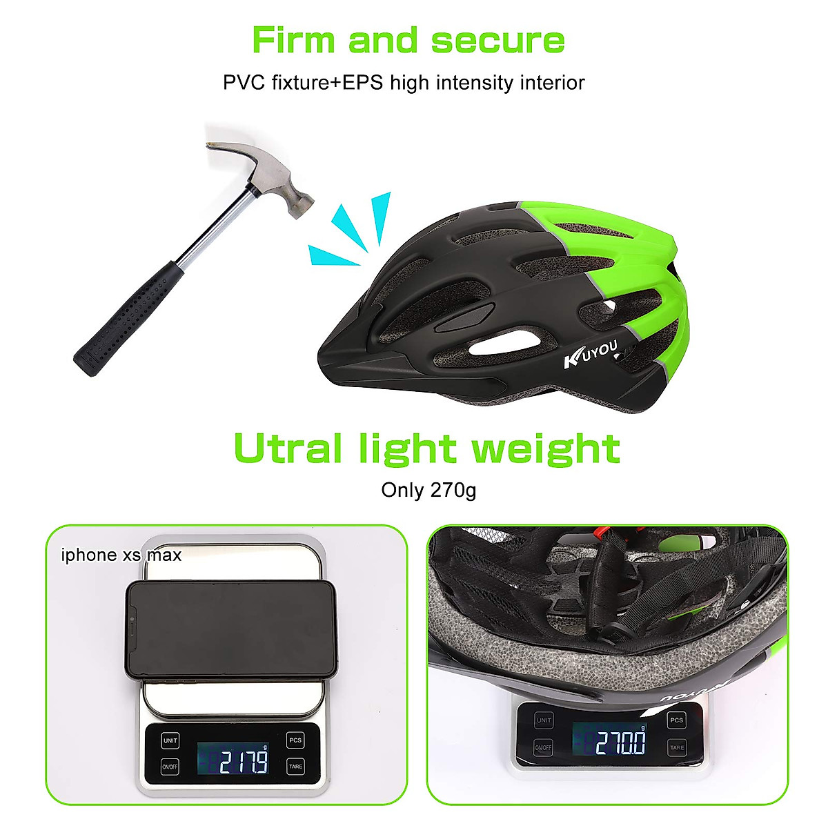 Adult Cycling Bike Helmet with Adjustable Strap Ultralight Stable Road/Mountain Bike Cycle Helmets for Mens Womens