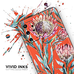 DesignSkinz Summer Floral Coral v2 Protective Vinyl Decal Wrap Skin Cover Compatible with The Samsung Galaxy S20 (Screen Trim & Back Glass Skin)