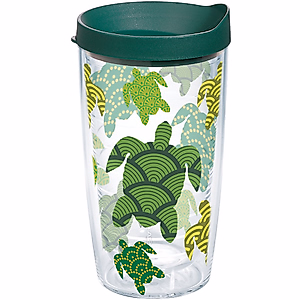 Tervis Turtle Pattern Made in USA Double Walled Insulated Tumbler Cup Keeps Drinks Cold & Hot, 16oz, Classic