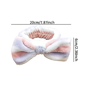 JANEMO Mom Gifts,SPA Headband, Make Makeup Headband,Soft Coral Fleece Bow Decoration,Headbands Gifts for Mom,Women Girls Washing Mother's Day,Grilfriend（Purple White）