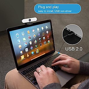 AWOW 2K Webcam with Microphone and Adjustable Brightness Light HD Computer Camera with Tripod USB Webcam for PC/MAC/Desktop/Laptop USB Web Camera for YouTube Skype Zoom Xbox One and Video Calling