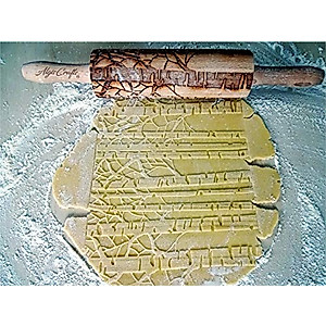 BIRCH embossing rolling pin engraved wooden embossed dough roller for embossed cookies or clay by Algis Crafts