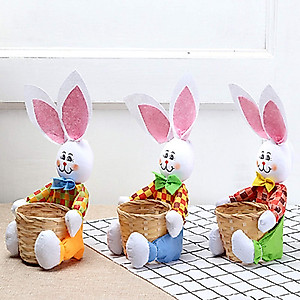 Easter Gift Baskets Empty Easter Basket for Children Easter Hamper Kids Easter Gifts Cute Bunny Easter Basket Eggs Candy Gifts Storage Rabbit Basket Easter Decoration Home Decor for Easter Day Green