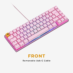 Glorious Gaming - Cute Pink Gaming Keyboard - Custom 65 Percent TKL Keyboard - Compact Low-Profile - Hot Swappable Mechanical Keyboard w/MX Keys - Double Shot Keycaps & Linear Switches