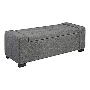 Amazon Basics Rectangular Storage Ottoman Bench with Fabric Upholstery, Large - Anchor Grey
