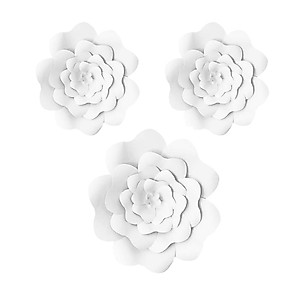 YLY's love 3D Paper Flower Decorations Giant Paper Flowers Party DIY Handcrafted Paper Flowers for Wedding Backdrop Bridal Shower Baby Shower Nursery Wall Home Decor (White, 3pcs-2x8in,1x12in)