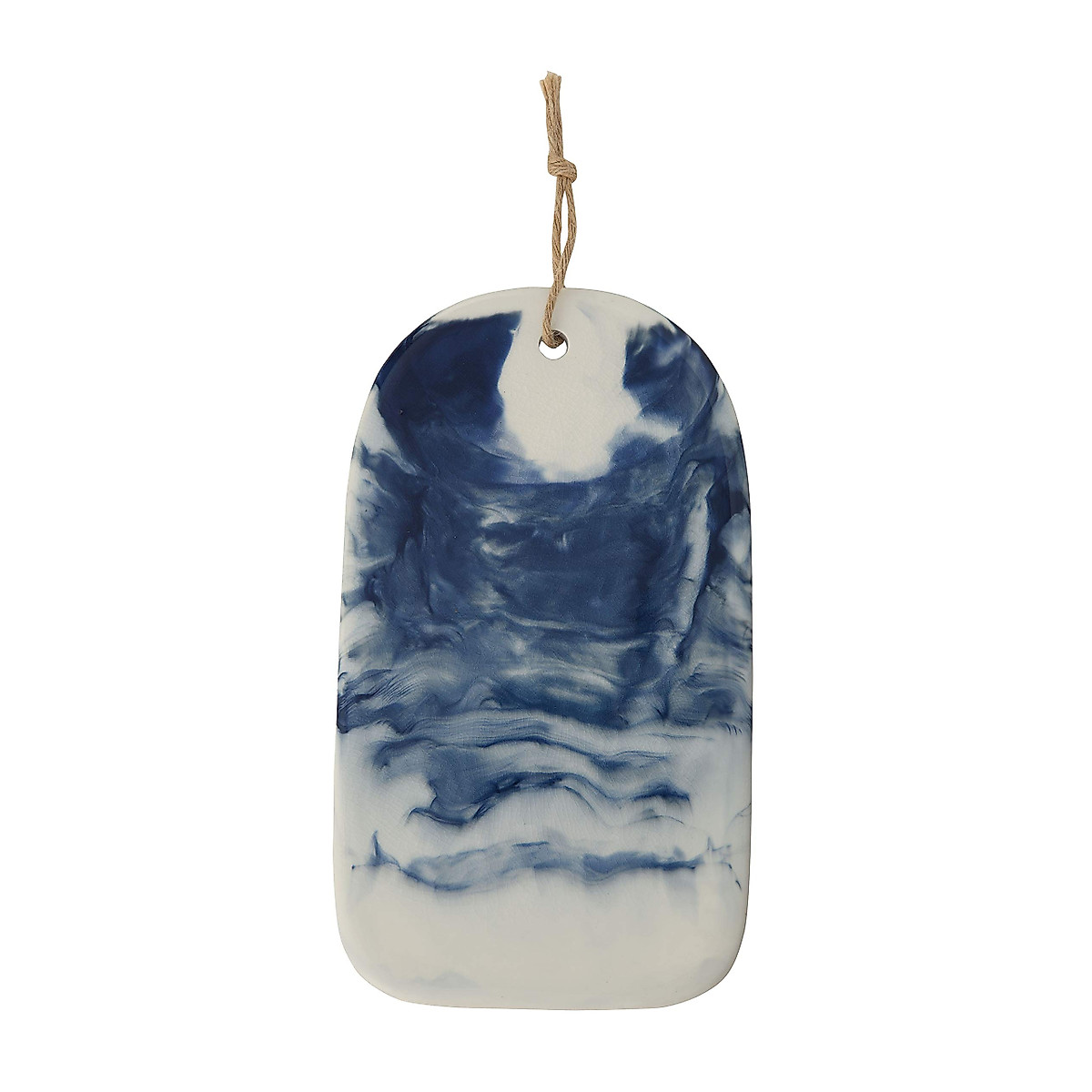 Blue & White Ceramic Cheese/Cutting Board with Marble Glaze Finish