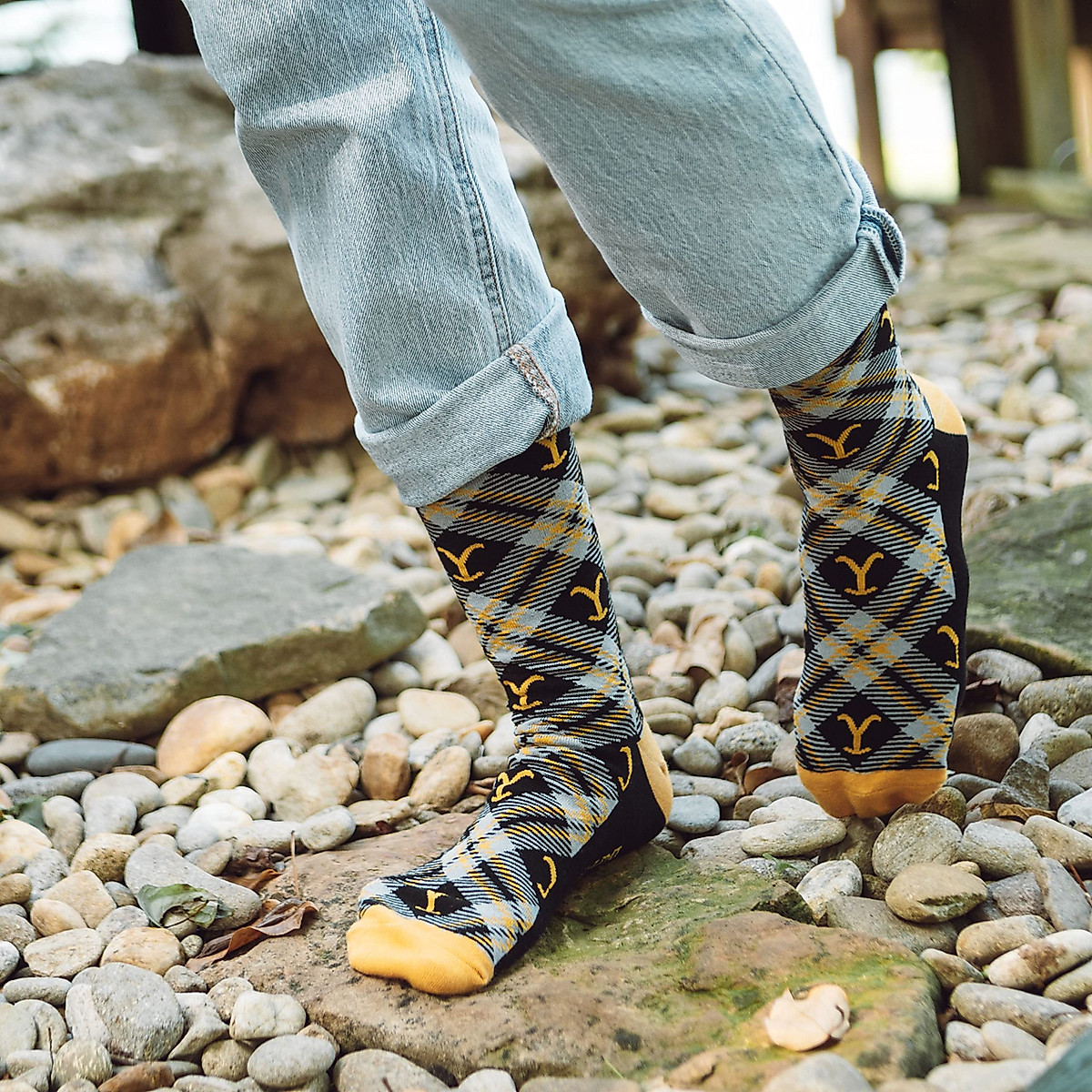 PARAMOUNT NETWORK Yellowstone Dutton Ranch Black Plaid Socks