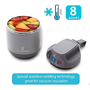 Primo Passi Insulated Food Jar 12 Ounce Stainless Steel Vacuum Insulated Kids Food Jar (Gray)