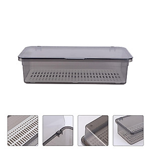 Cabilock 2Pcs Flatware Plastic Tray with Lid Kitchen Cutlery and Utensil Drawer Organizer Silverware Countertop Storage Container Black