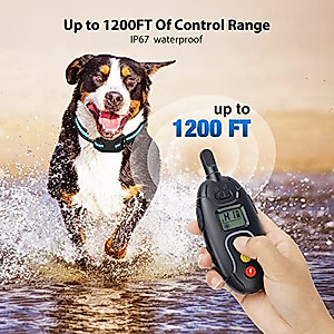 GHORA RS1 Dog Training Collar w/Remote 1200Ft Control Range, Dog Shock Collar 3 Modes, Beep, Vibration and Shock,Rechargeable Waterproof Trainer E-Collar,for Small Medium Large Dogs(8-150lbs)