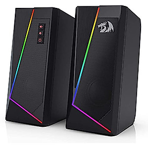 Redragon GS520 RGB Desktop Speakers, 2.0 Channel PC Computer Stereo Speaker with 6 Colorful LED Modes, Enhanced Sound and Easy-Access Volume Control, USB Powered w/ 3.5mm Cable