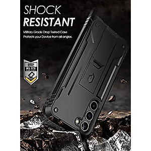 Poetic Revolution Case for Samsung Galaxy S23+ Plus 5G 6.7" (2023), Built-in Screen Protector Work with Fingerprint ID, Full Body Rugged Shockproof Protective Cover Case with Kickstand, Black