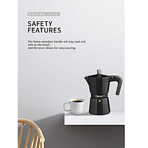 Yabano Stovetop Espresso Maker, 6 Cups Moka Coffee Pot Italian Espresso for Gas or Electric Ceramic Stovetop, Italian Coffee maker for Cappuccino or Latte