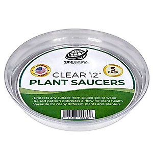Clear Plant Saucers - 12 Inch - Excellent For Indoor & Outdoor Plants (5 Pack)