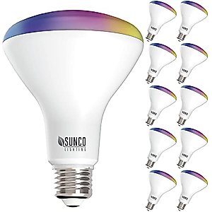 Sunco Lighting 10 Pack BR30 Alexa Smart Flood Light Bulbs, Color Changing LED Recessed WiFi Bulb, 8W, RGBCW, Dimmable, 650 LM, Compatible with Alexa & Google Assistant, E26 Base, No Hub Required