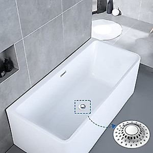 Upgraded Tub Stopper with Hair Catcher - 2 in 1 Pop Up Bathtub Stopper, Brass Tub Drain Stopper with Anti-Clogging Strainer, Tub Drain Plug with Metal Hair Trap, Only Fit for 1.65-2 Inch, Chrome